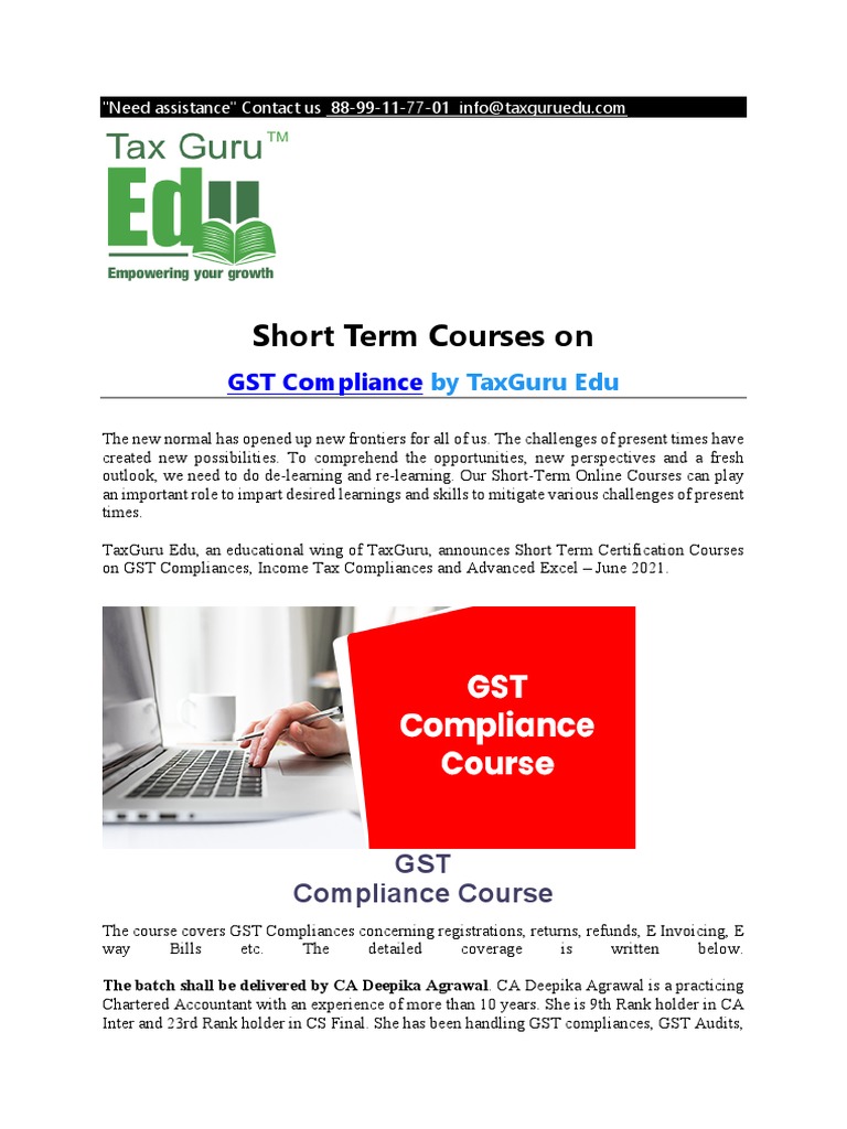 GST Compliance Course | PDF | Career & Growth | Business