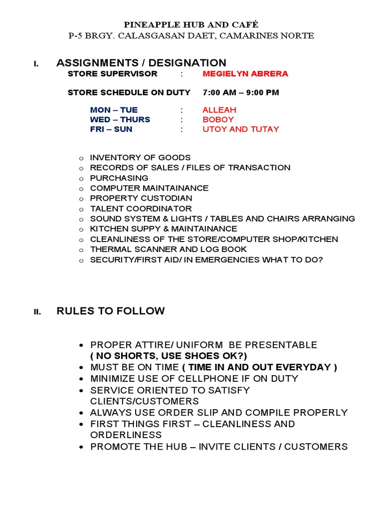 Pineapple Hub Operations Manual | PDF