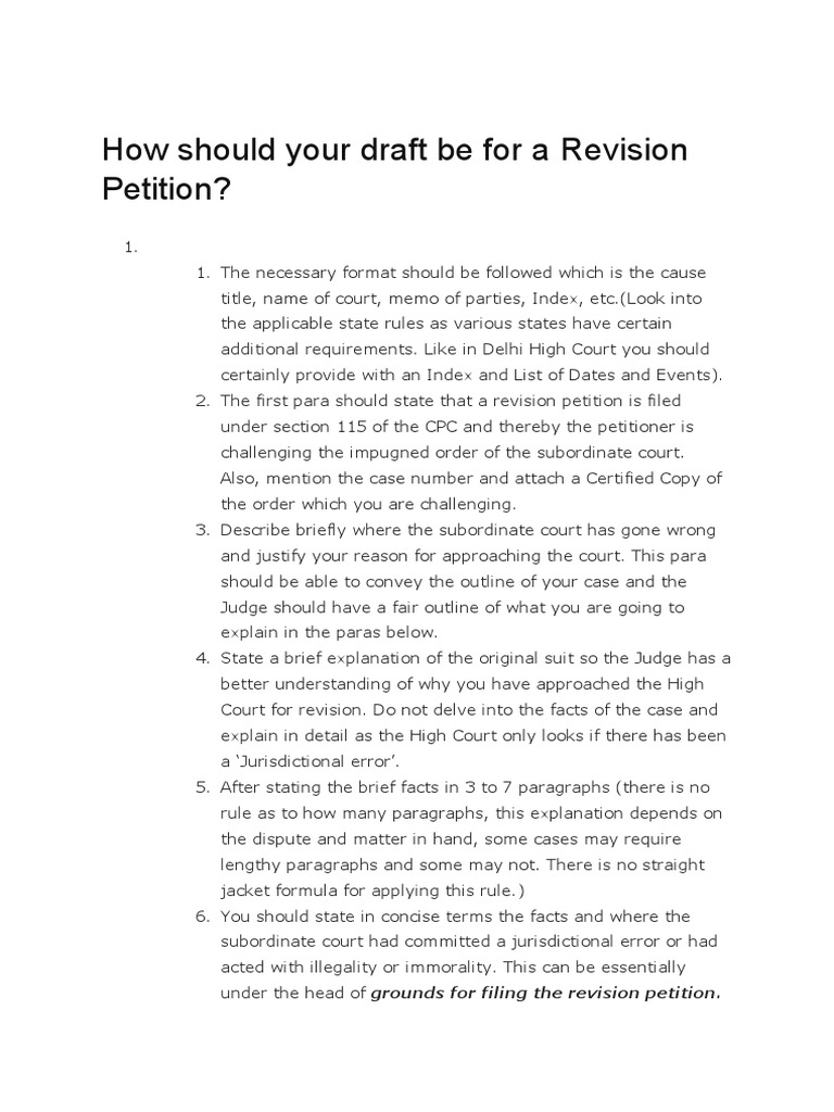 How Should Your Draft Be For A Revision Petition | PDF | Witness | Lawsuit