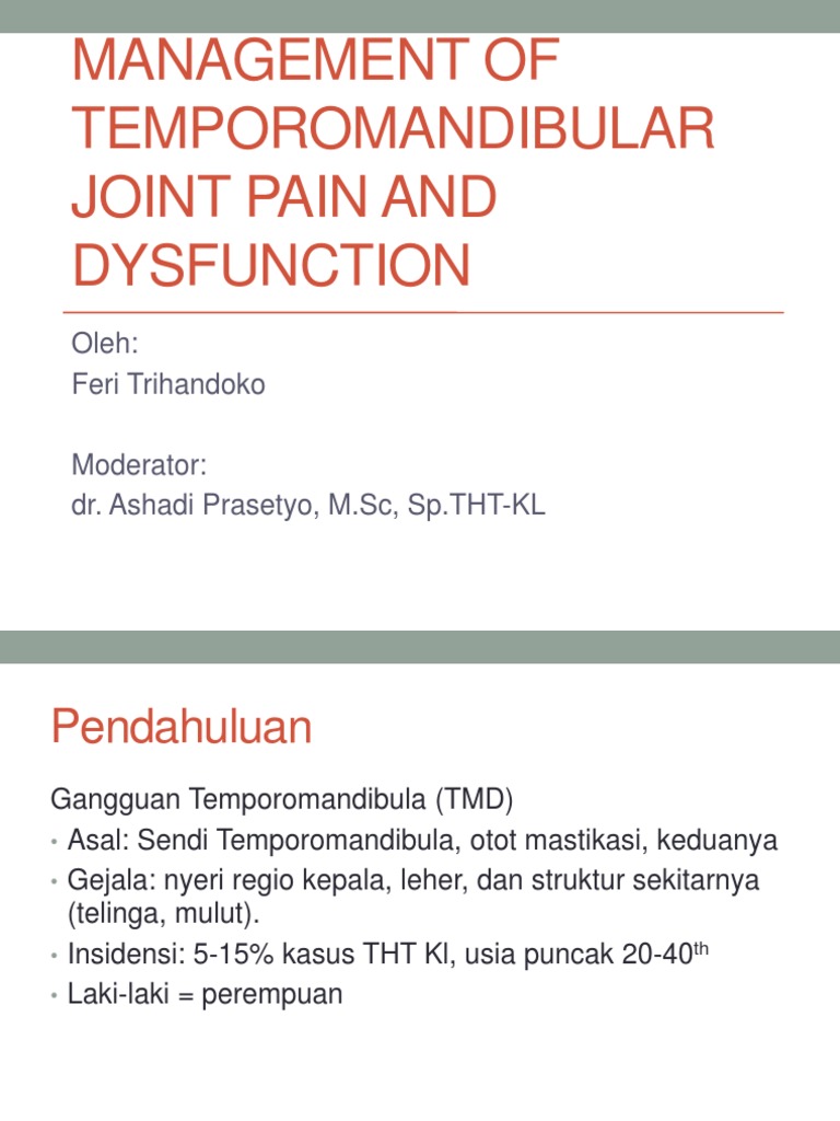 Management of Temporomandibular Joint Pain and Dysfunction | PDF