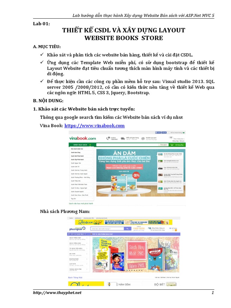 Lab01 WebbansachMVC5 (CSDL&Layout) | PDF