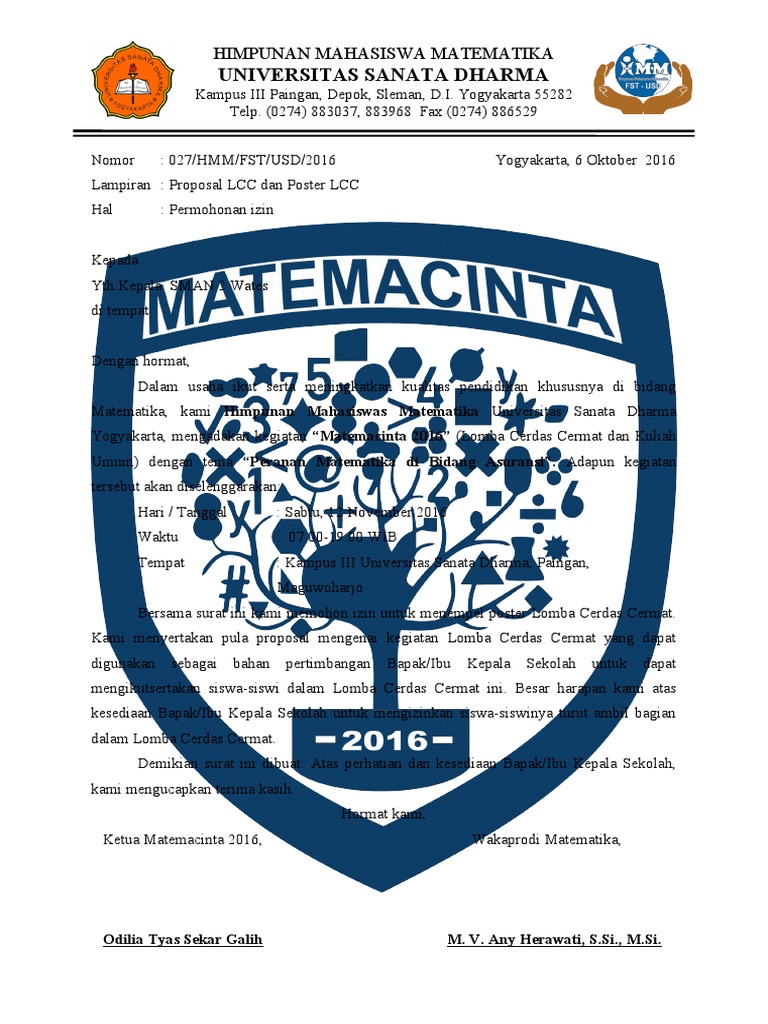 Universitas Sanata Dharma: Himpunan Mahasiswa Matematika | PDF