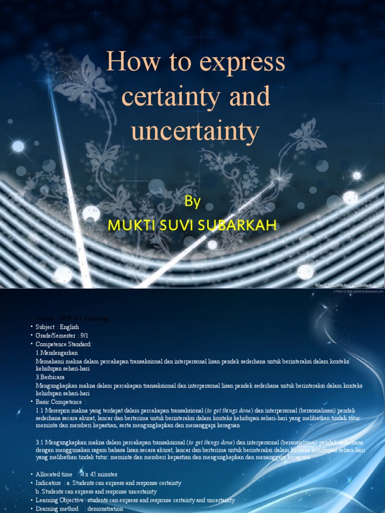 How To Express Certainty and Uncertainty: by Mukti Suvi Subarkah | PDF ...