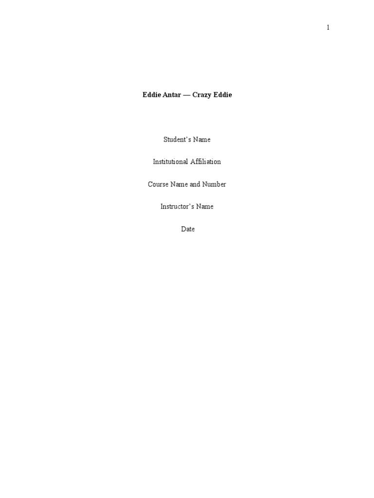 Eddie Antar Crazy Eddie - Edited | PDF | Sarbanes–Oxley Act | Taxes