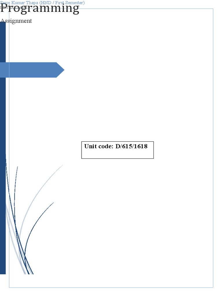 Assignment: Unit Code: D/615/1618 | PDF | Source Code | Computer Programming