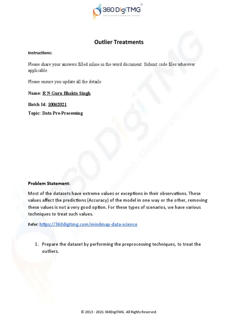 DataPreparation Outlier Treatment | PDF