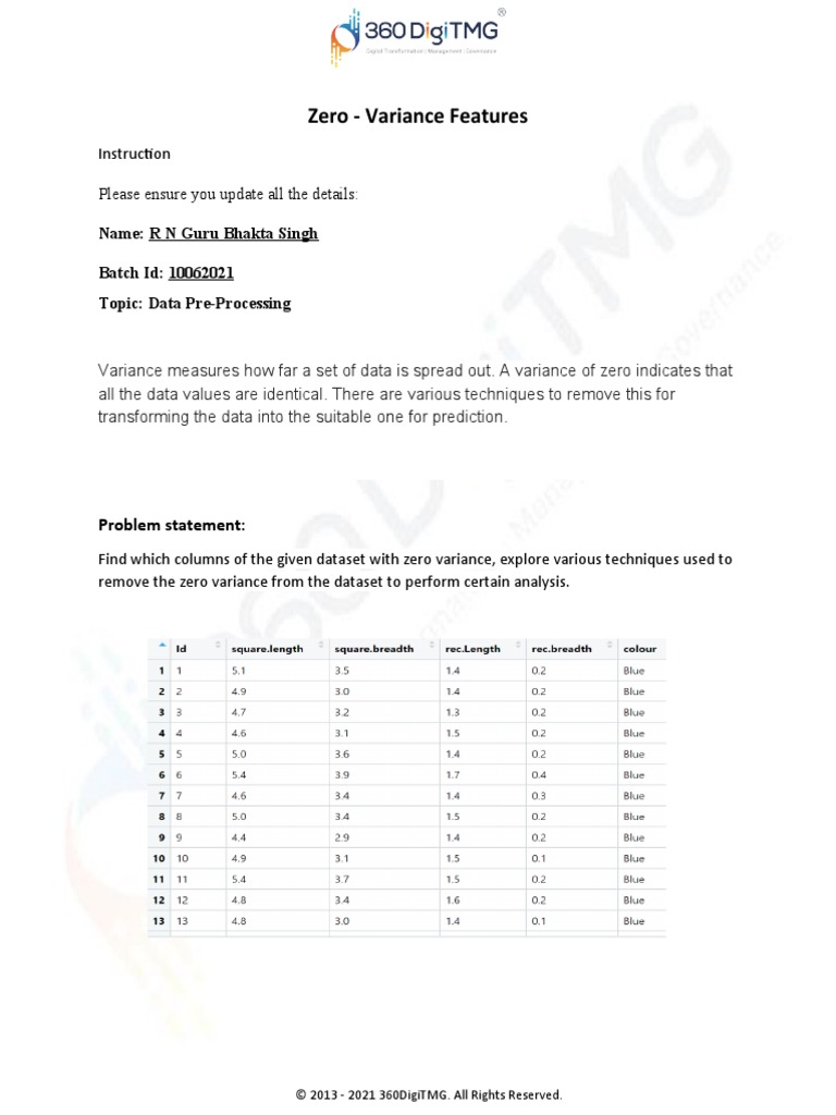 Zero Variance-Problem Statement | PDF | Variance | Computer Science