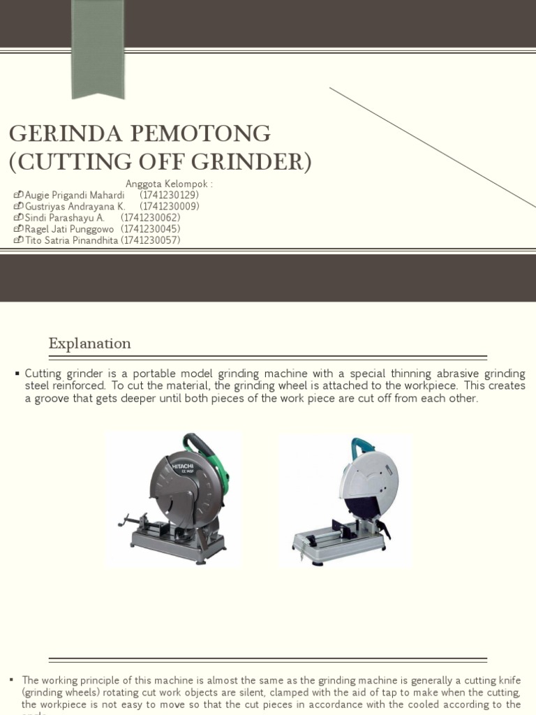Gerinda Pemotong (Cutting Off Grinder) | PDF | Grinding (Abrasive ...