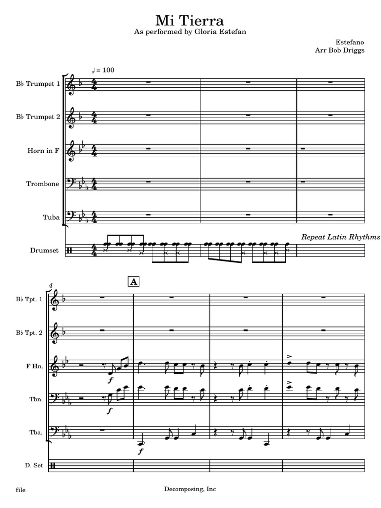 Mi Tierra: As Performed by Gloria Estefan | PDF | Musical Compositions ...