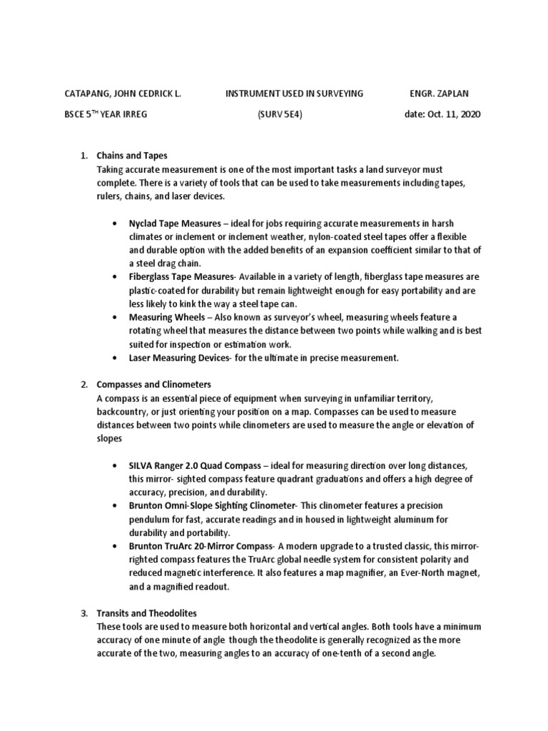 Plate 1. Surv 5e4 | PDF | Surveying | Metrology