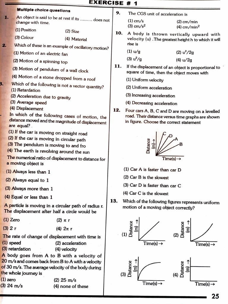 Physics Foundation CH-1 Exercise | PDF | Velocity | Acceleration