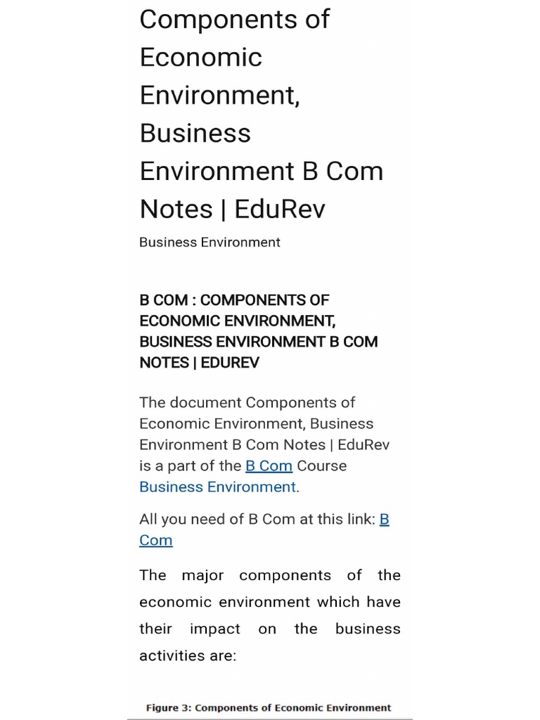 Components of Economic Environment | PDF