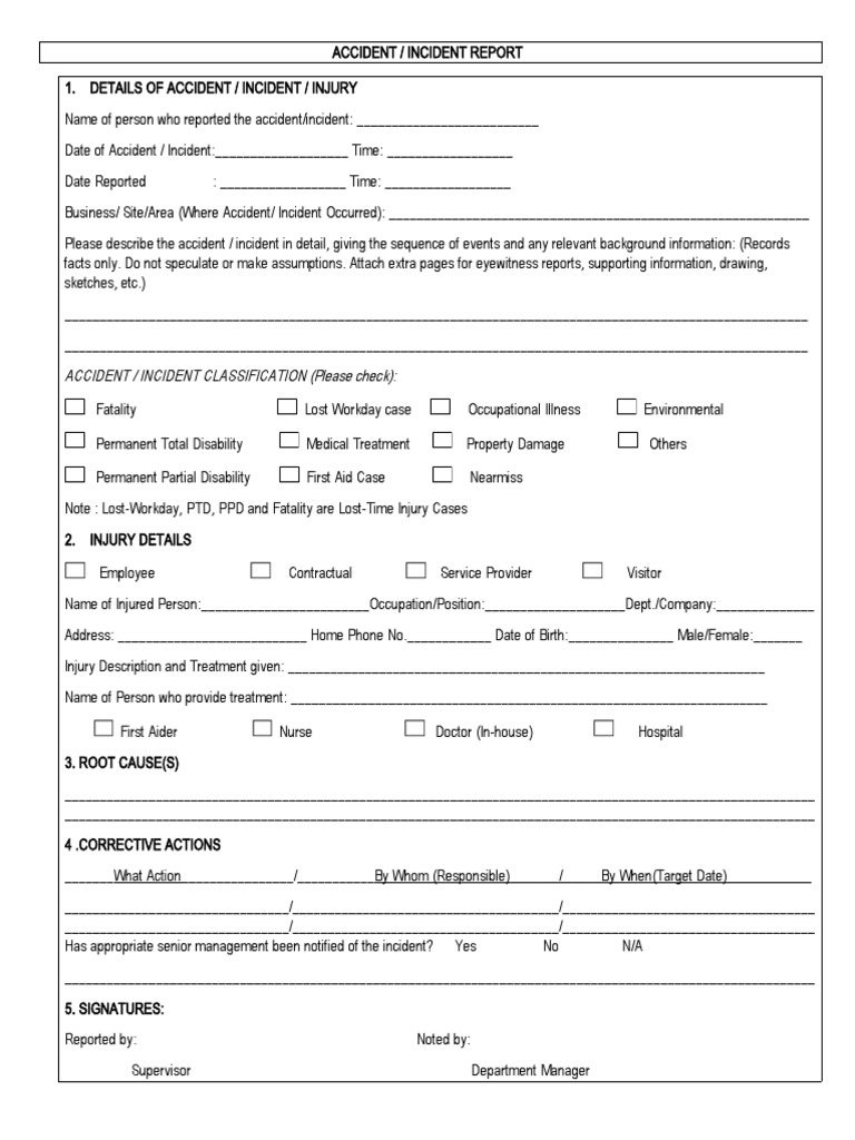 Workplace Incident Report Template | PDF | First Aid | Health Sciences