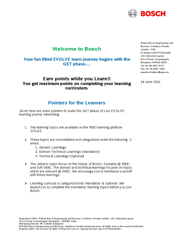 Welcome To Bosch: Earn Points While You Learn!! | PDF | Curriculum ...