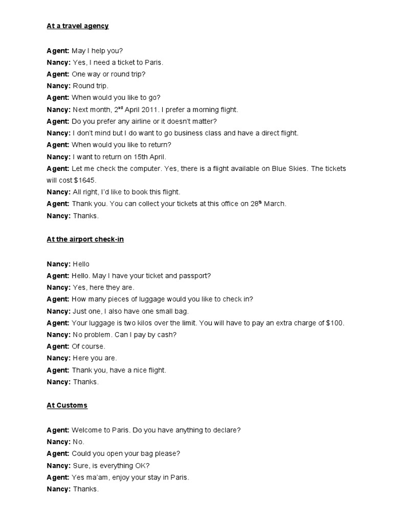 Airport Conversation Role Play Guide | PDF
