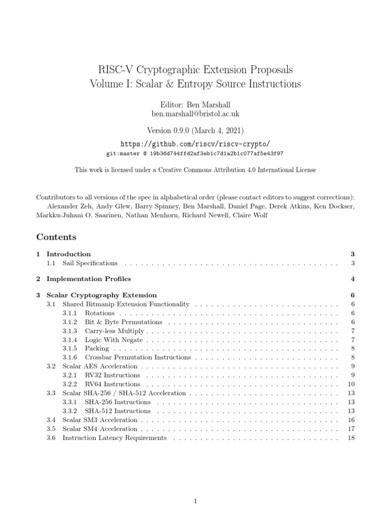 Riscv Crypto Spec v0.9.0 Scalar | PDF | Cryptography | Espionage Techniques