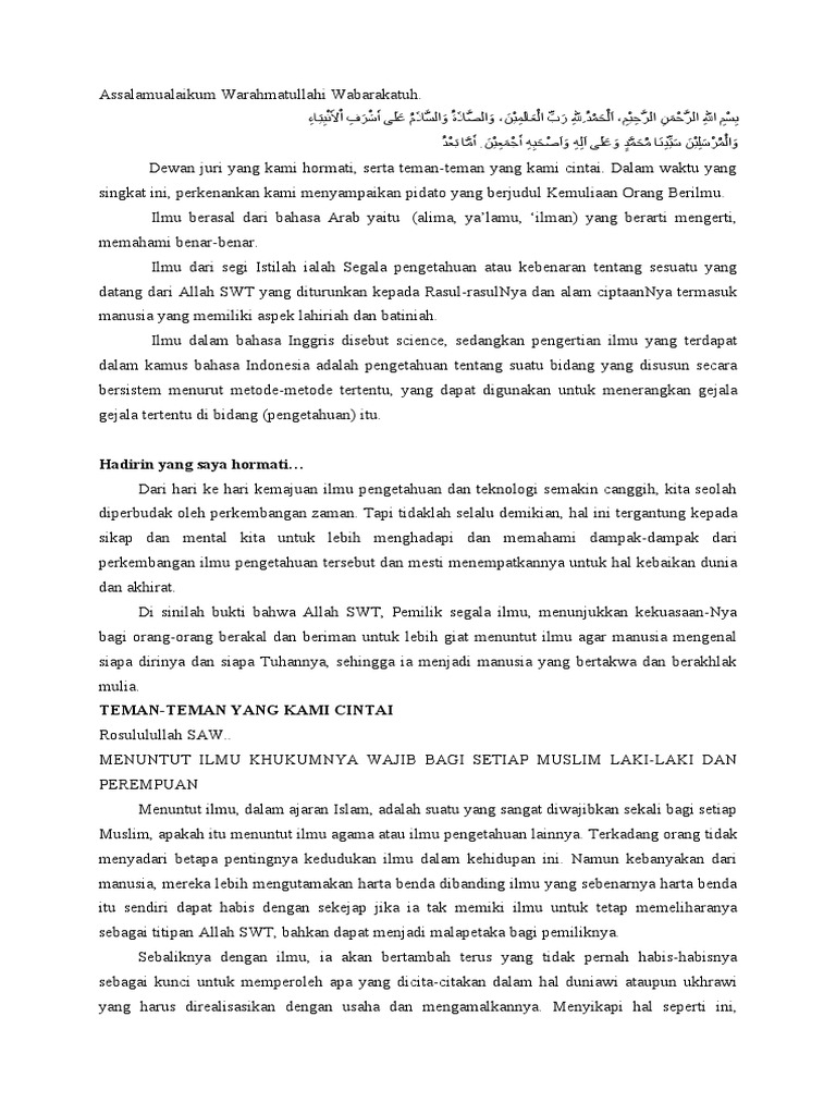 Pidato Kemuliaan Orang Berilmu | PDF