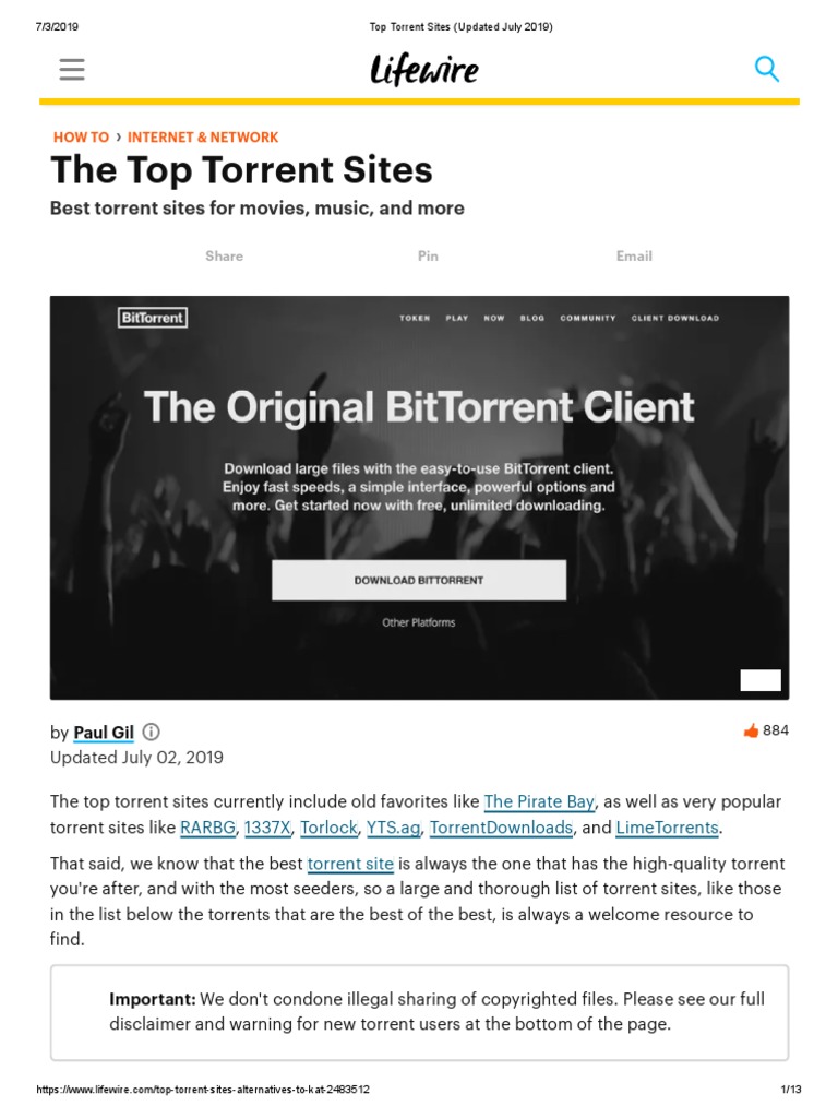 Top Torrent Sites (Updated July 2019) | PDF | Peer To Peer | Download