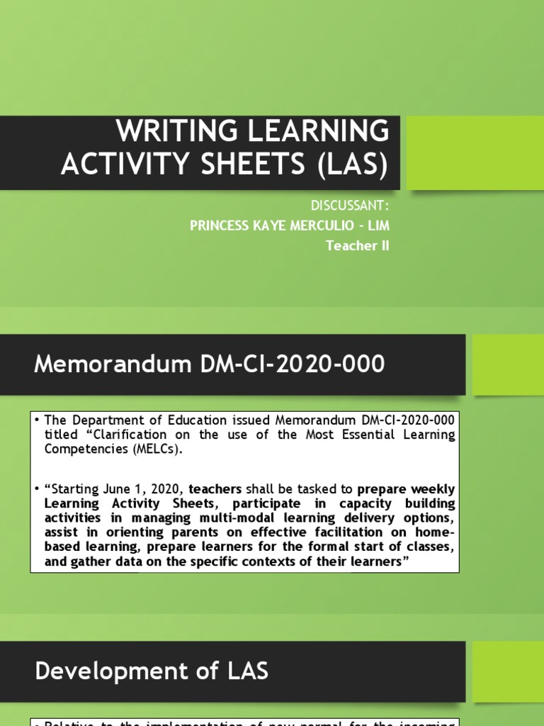 Guidelines for Developing Effective Learning Activity Sheets based on ...