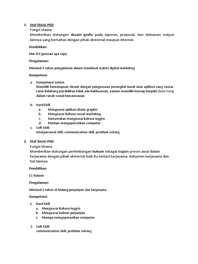 Rekrutmen Staf PSD | PDF | Karier & Perkembangan | Seni