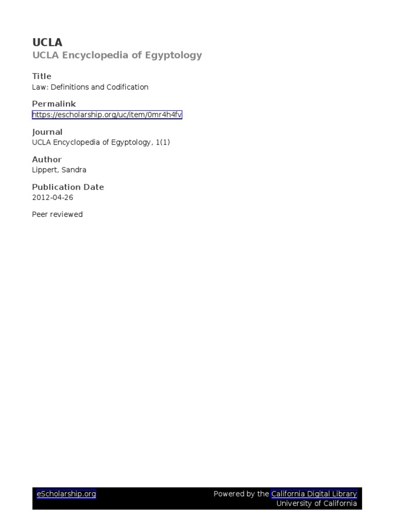 Sandra Lippert Law Definitions and Codification | PDF | Ancient Egypt ...