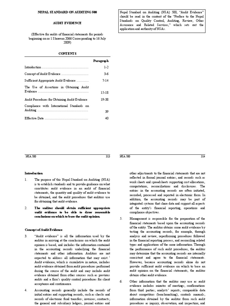 NSA 500.doc, 313-332 | PDF | Audit | Auditor's Report