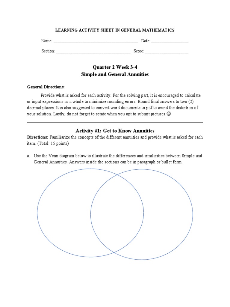 Las Q2 Gen Math Week 3 4 Simple And General Annuities Pdf Present