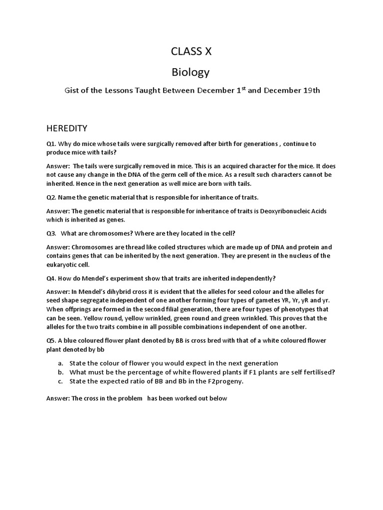 Class 10 Biology Gist | PDF | Anatomy | Biology