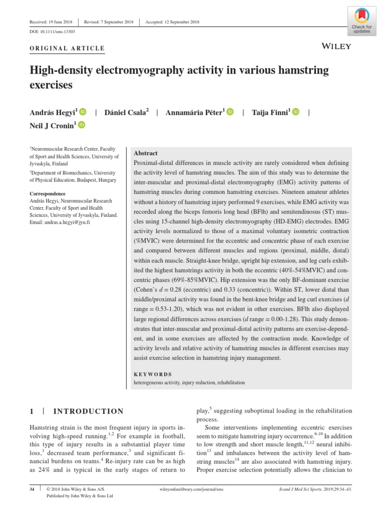 High Density Electromyography Activity in Various Hamstring Exercises ...