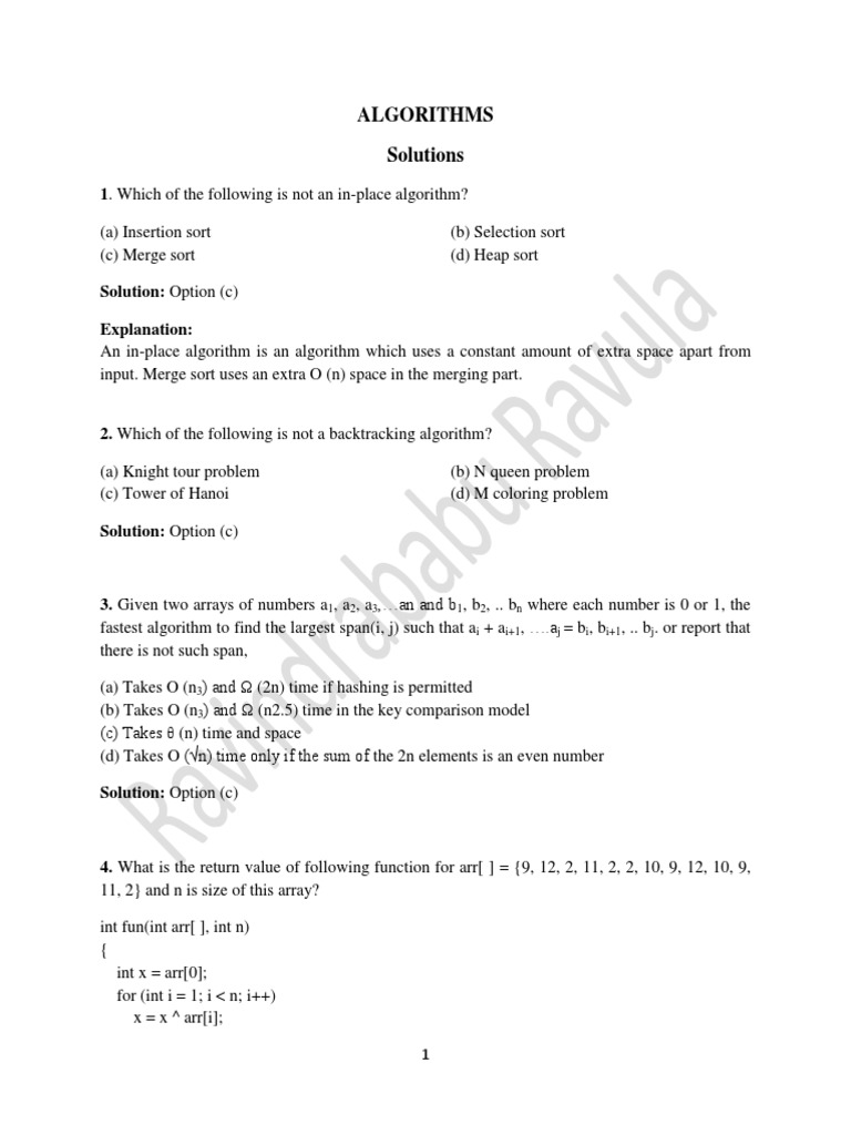 Algorithms Solutions: 1 2 3 1 2 N I I+1 J I I+1 J | PDF | Algorithms ...