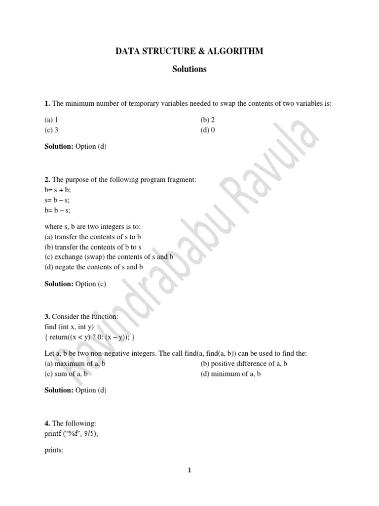 Understanding Data Structures and Algorithms through Practice Problems and Solutions | PDF ...