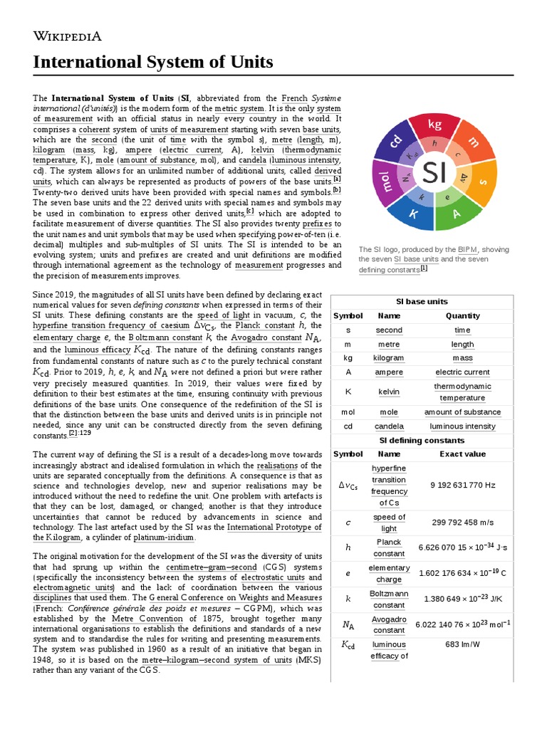 International System of Units | PDF | International System Of Units ...