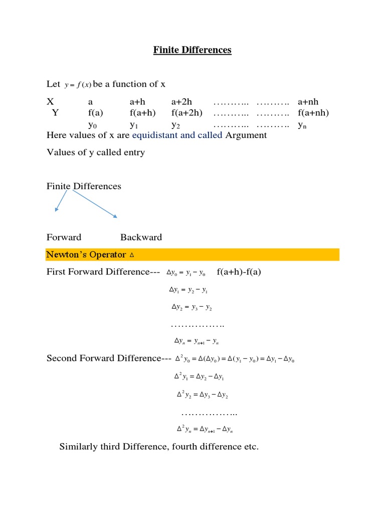 U1 Finite Differences | PDF | Finite Difference | Equations