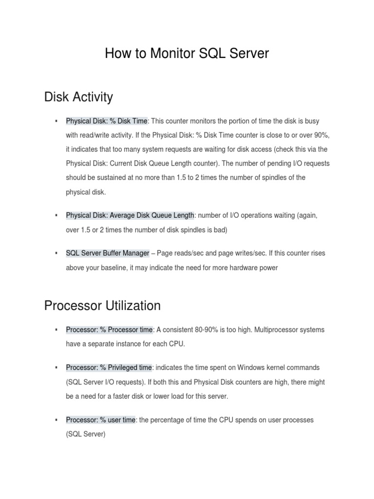 How To Monitor SQL Server | PDF | Microsoft Sql Server | Cache (Computing)