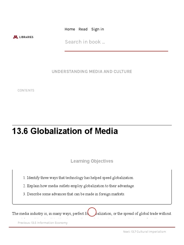 13.6 Globalization of Media - Understanding Media and Culture | PDF ...