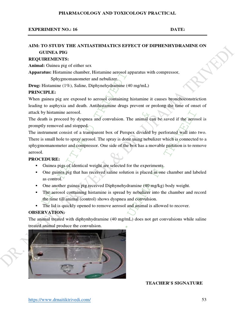 To Study The Antiasthemetics Effect of Diphenhydramine On Guinea Pig ...