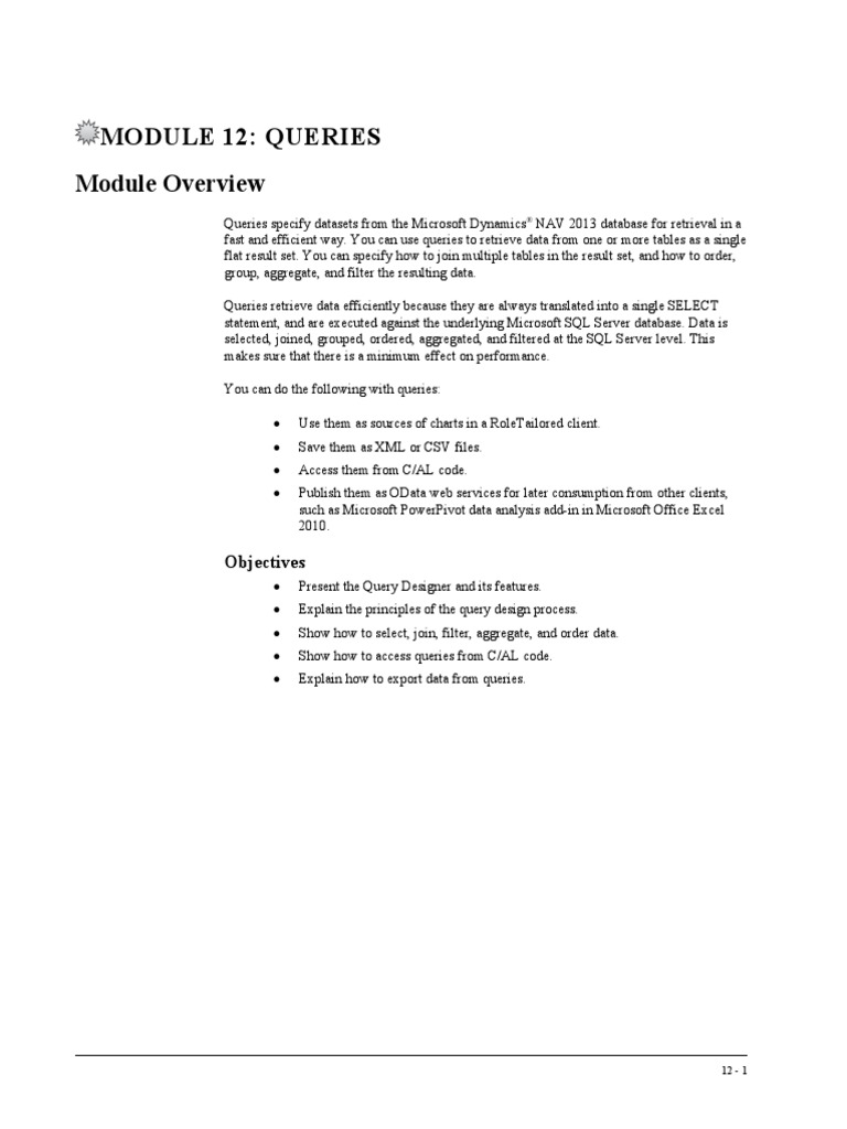 Module 12 Queries | PDF | Microsoft Sql Server | Table (Database)