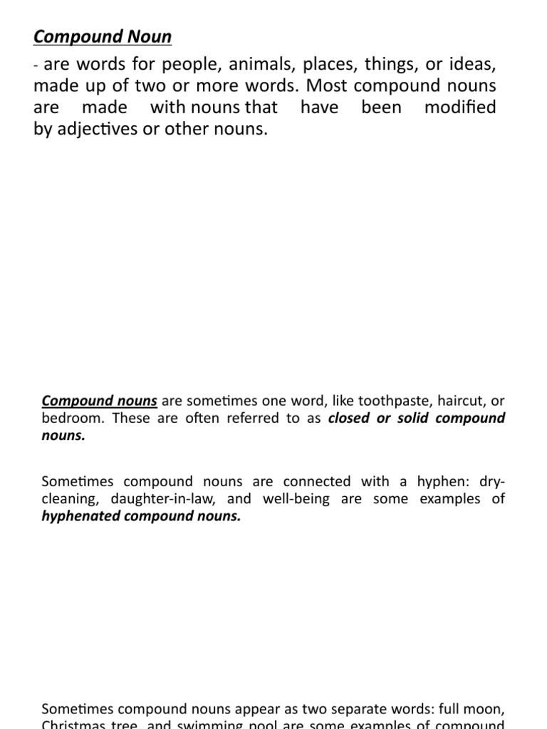 Compound Nouns | PDF | Noun | Semantic Units