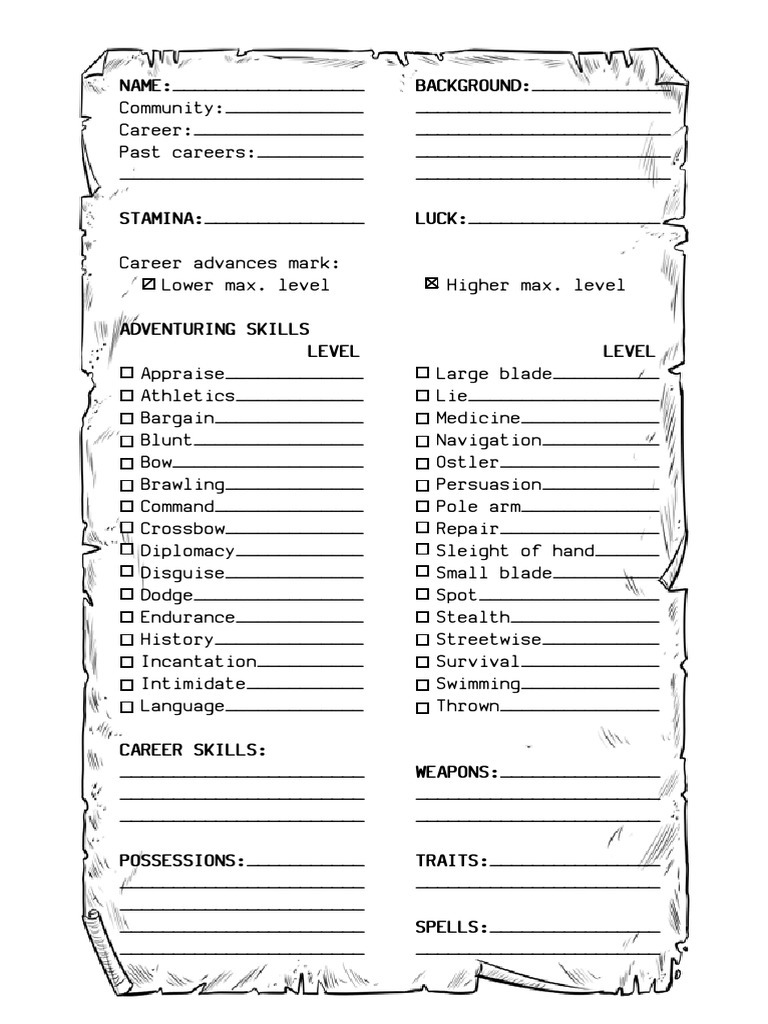 Warlock Character Sheet Form Fillable | PDF