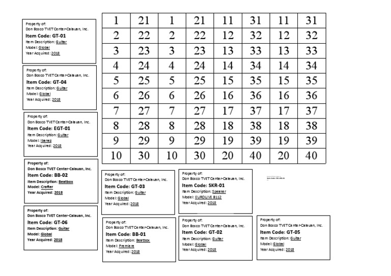 Inventory of Musical Instruments Owned by Don Bosco TVET Center-Calauan ...