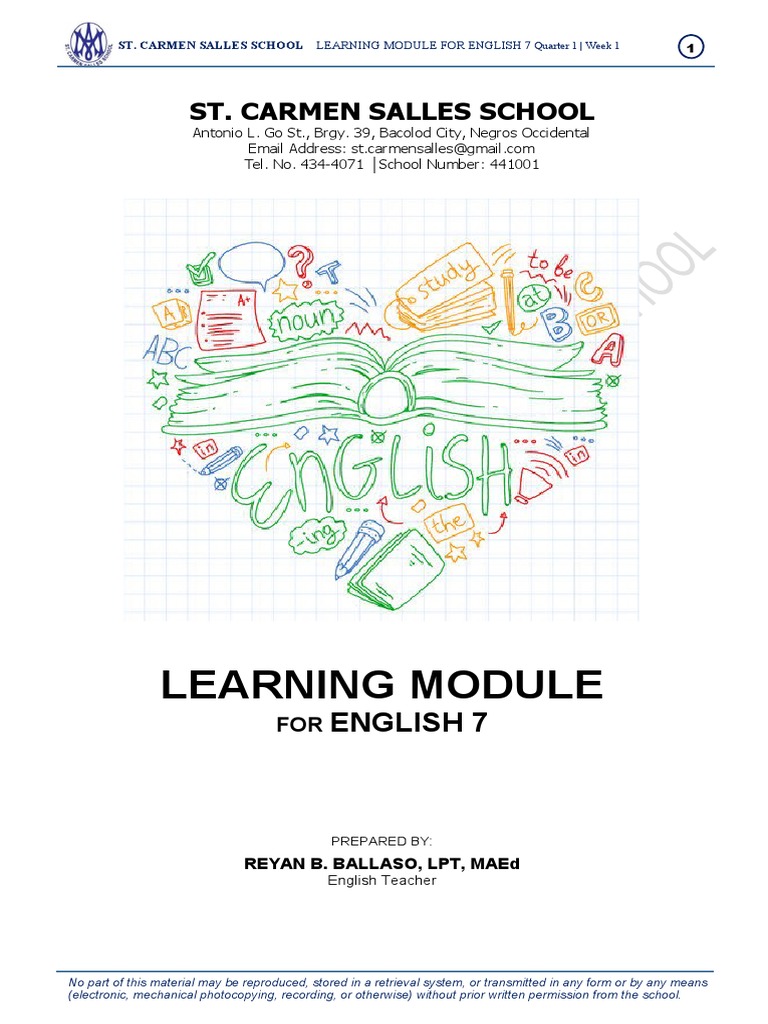 LM-New-Format Grade 7 English | PDF | Libraries | Meal