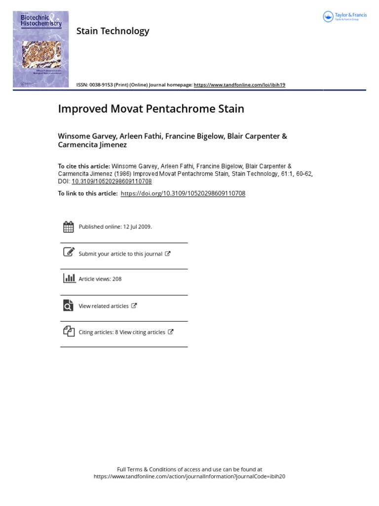 Improved Movat Pentachrome Stain Method | PDF | Staining | Mutagen