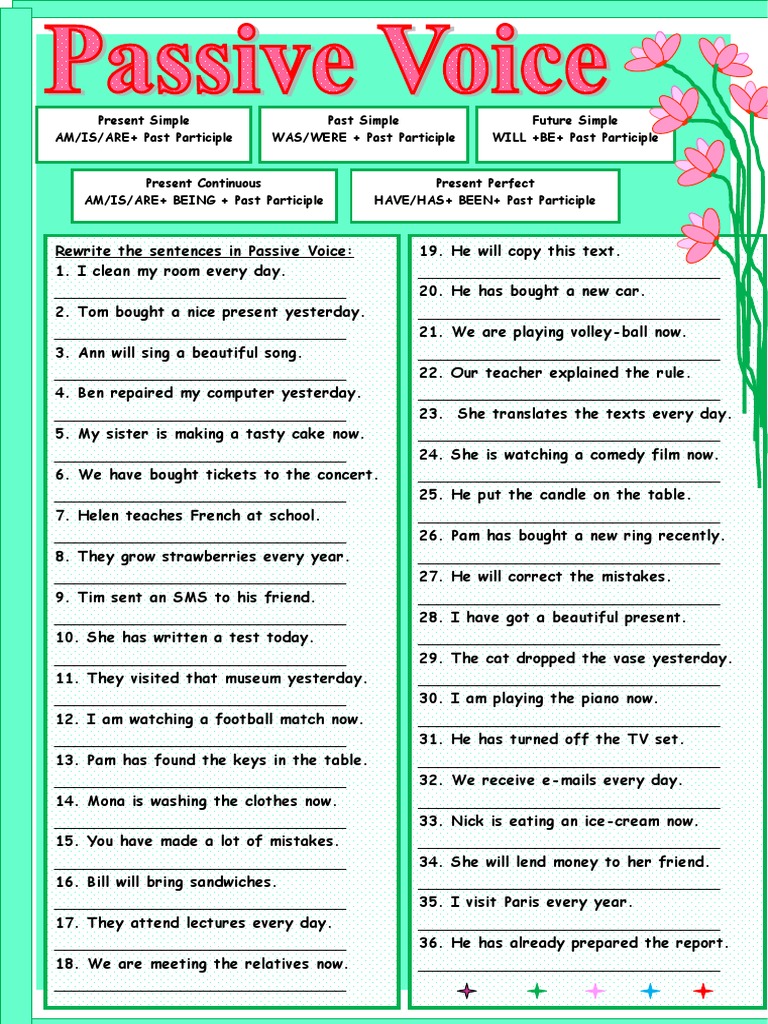 Guide to English Tenses and Passive Voice Constructions | PDF | Grammar ...