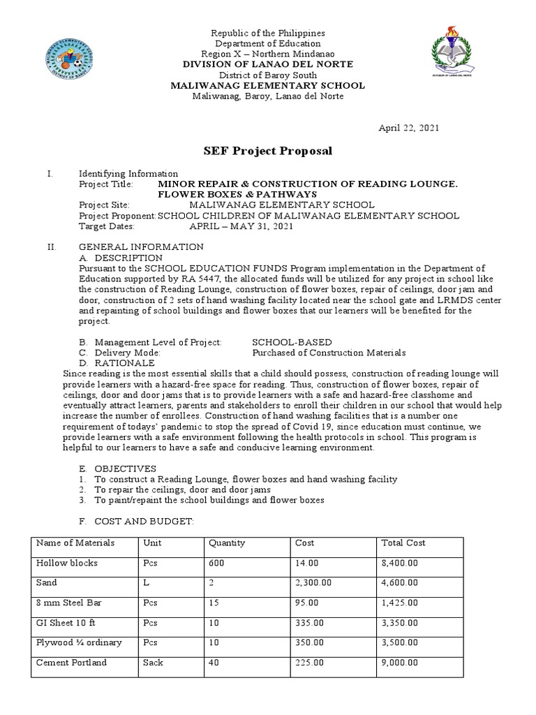 Reading Lounge Project Proposal | PDF | Paint | Learning