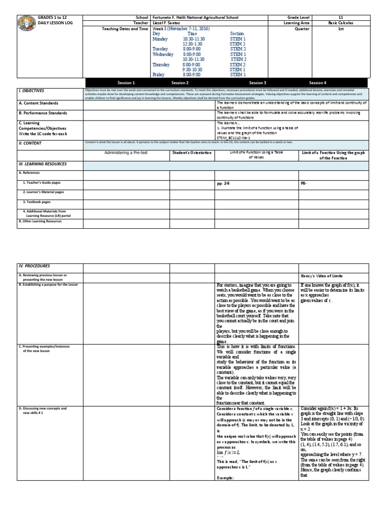 11 Basic Calculus 1st: Session 1 Session 2 Session 3 Session 4 | PDF ...