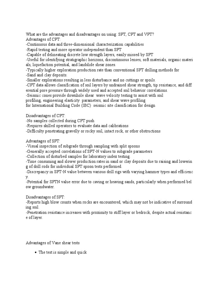 SPT, CPT and VPT | PDF | Soil Mechanics | Tunnel
