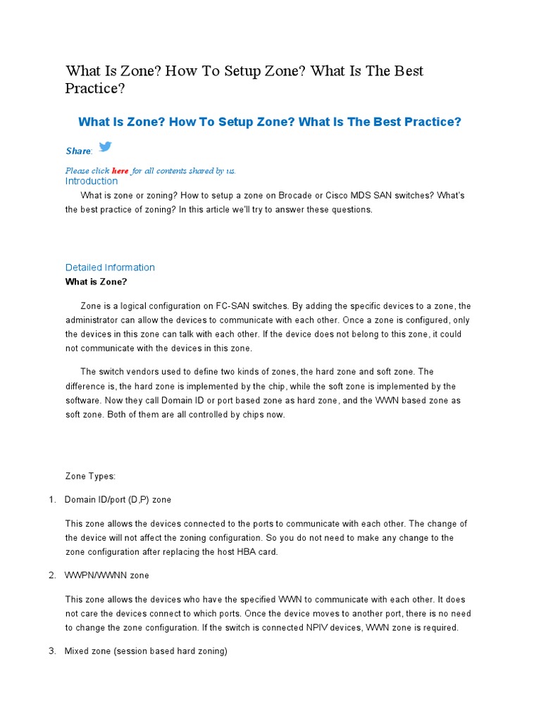 Zoning Best Practices for SAN Switches | PDF | Quality Of Service ...