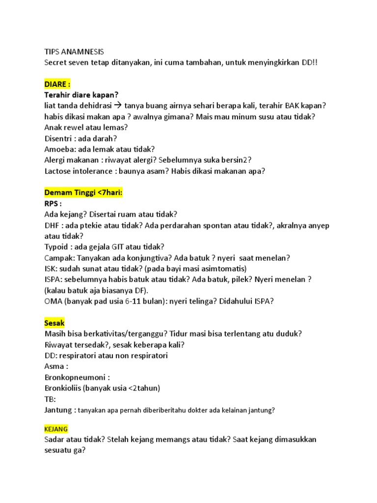 Tips Anamnesis | PDF