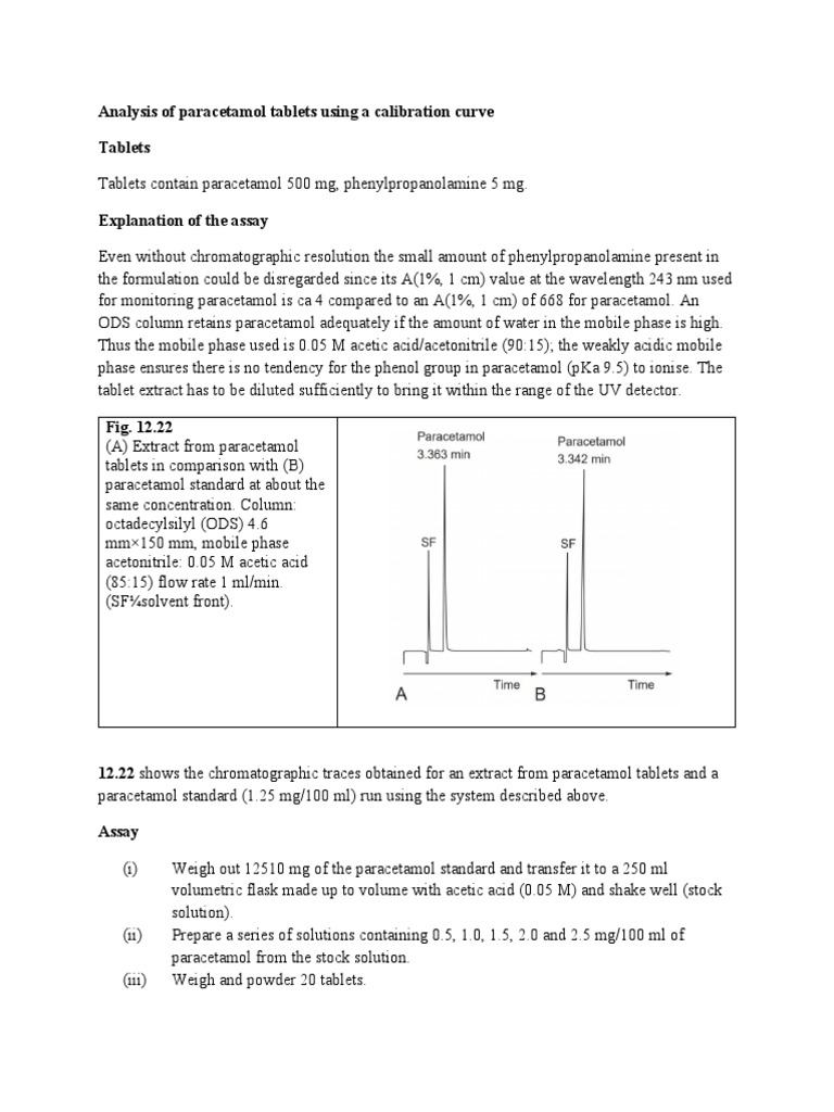 Analysis of Paracetamol Tablets Using A Calibration Curve | PDF ...