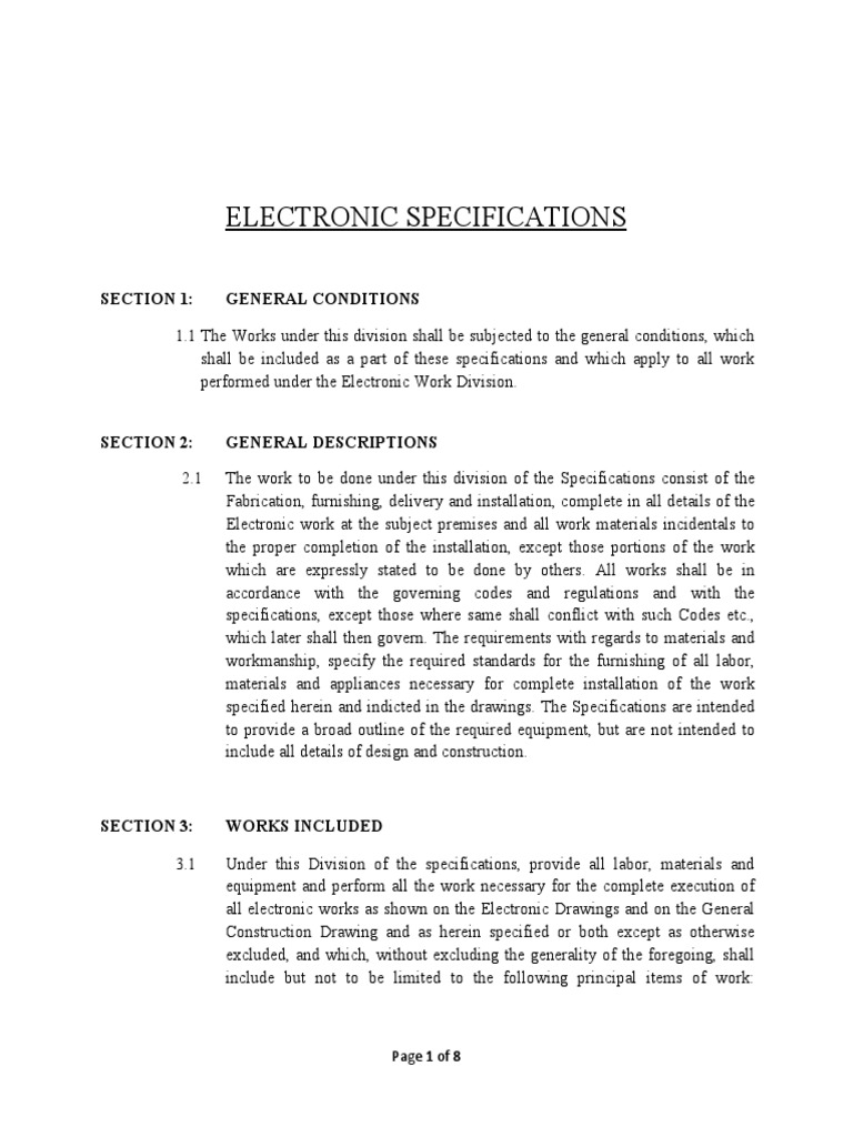 Electronic Specifications - RD | PDF | Specification (Technical ...